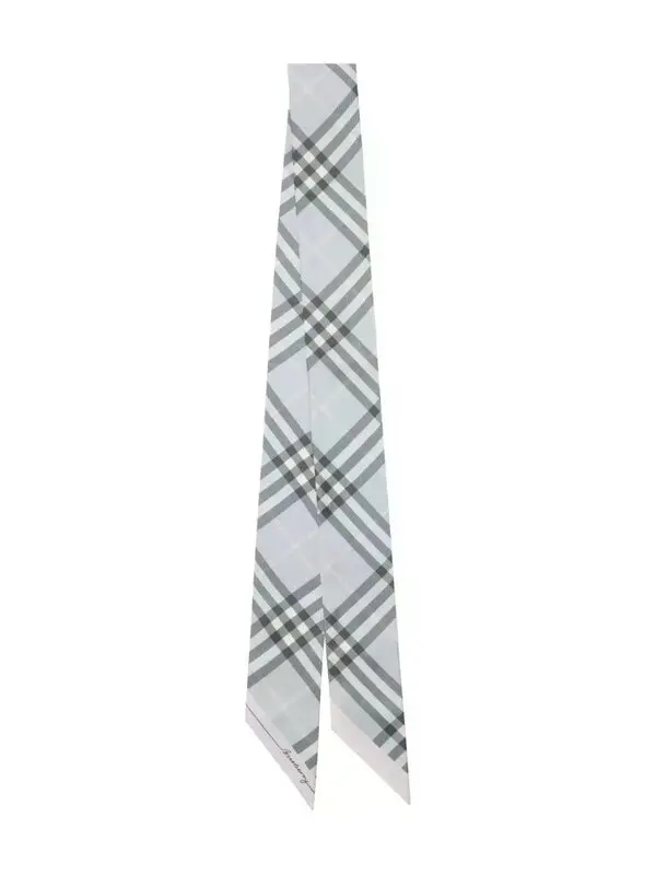 Burberry Checked Silk Scarf - Blue
