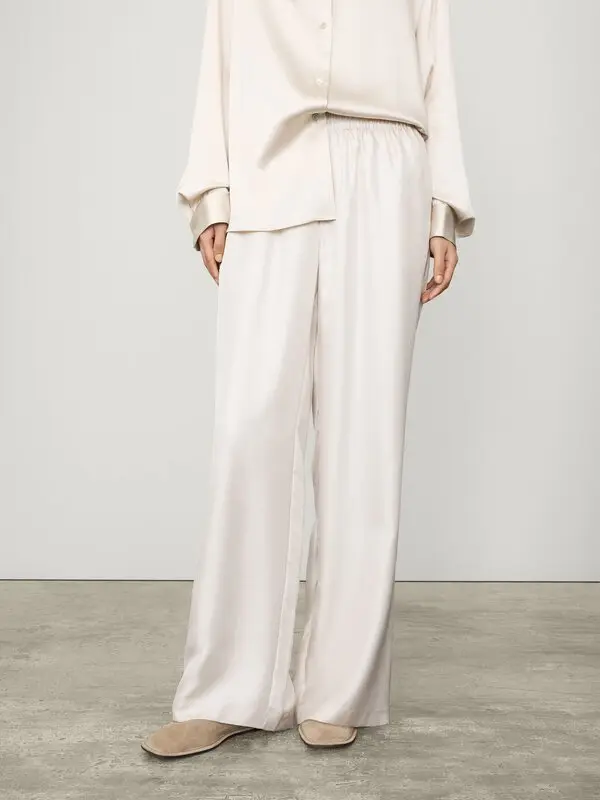 LISA YANG STORE Wide Leg Trousers - Champagne