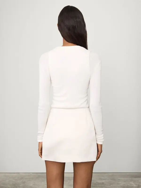 LISA YANG Mini Skirt In Heavy Silk Satin - Champagne