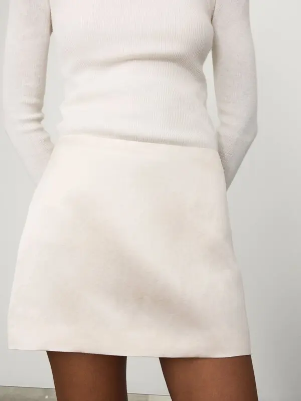 LISA YANG Mini Skirt In Heavy Silk Satin - Champagne