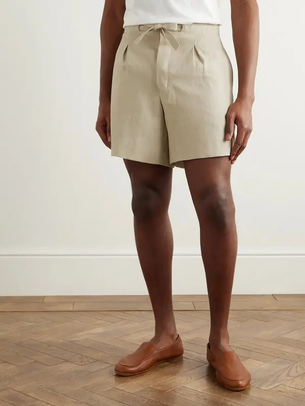STOFFA Straight-leg Linen Short - Neutrals