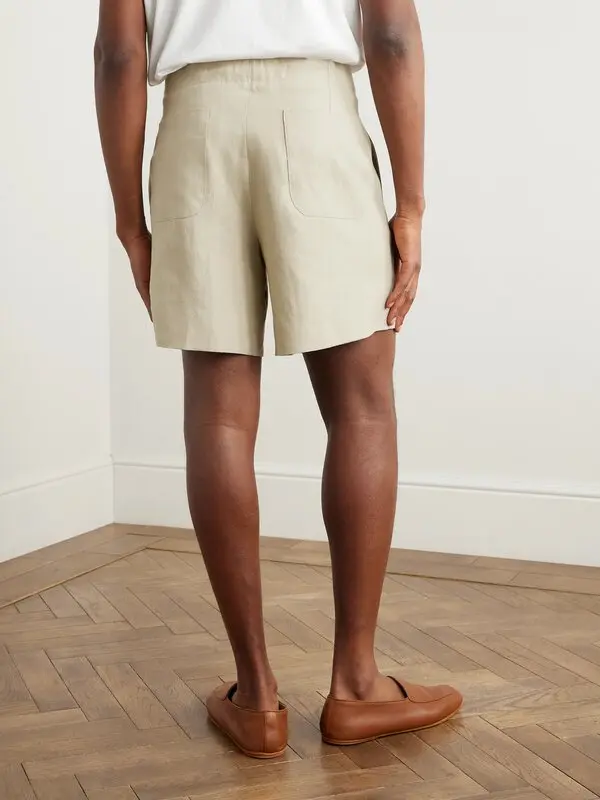 STOFFA Straight-leg Linen Short - Neutrals