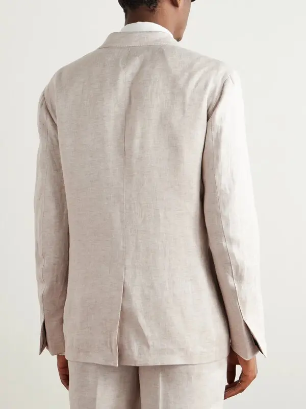Zegna Double-breasted Linen-twill Suit Jacket - Neutrals
