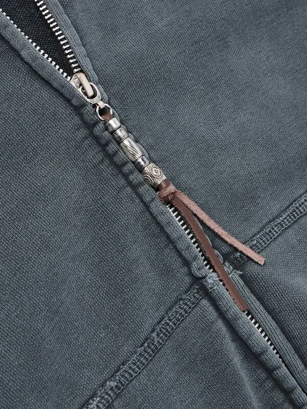 Remi Relief Distressed Cotton-Jersey Zip-Up Hoodie - Black