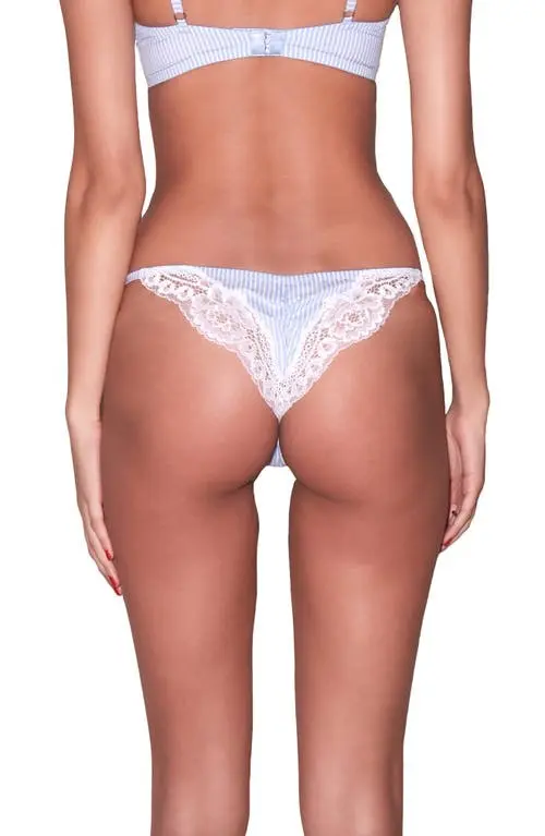 FLEUR DU MAL Poplin & Lace Briefs - Stripe Sky