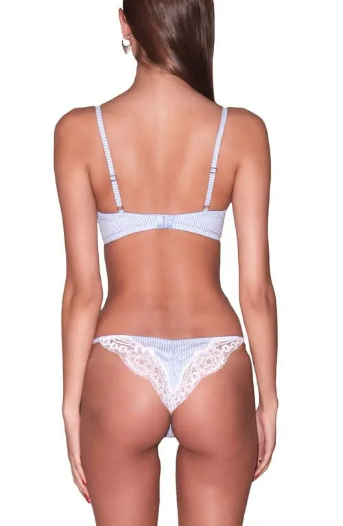 FLEUR DU MAL Poplin & Lace Briefs - Stripe Sky