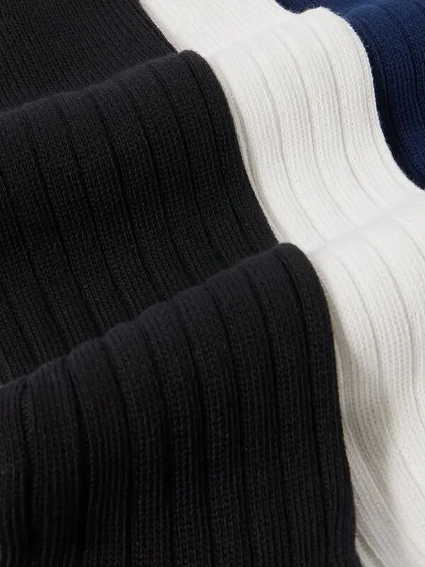 Mr P. Three-pack Ribbed Cotton-blend Socks