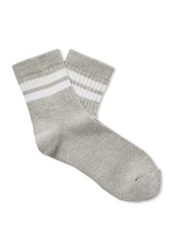 mr p. - Striped Ribbed Cotton-Blend Socks