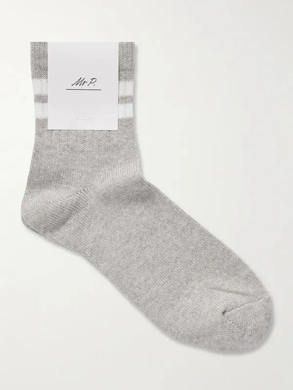 mr p. - Striped Ribbed Cotton-Blend Socks