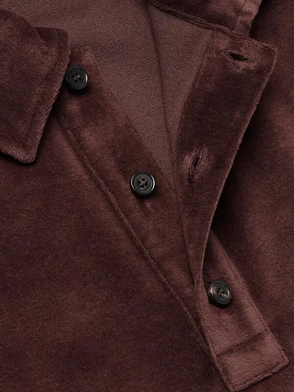 Loro Piana Cotton And Silk-blend Velour Polo Shirt - Brown