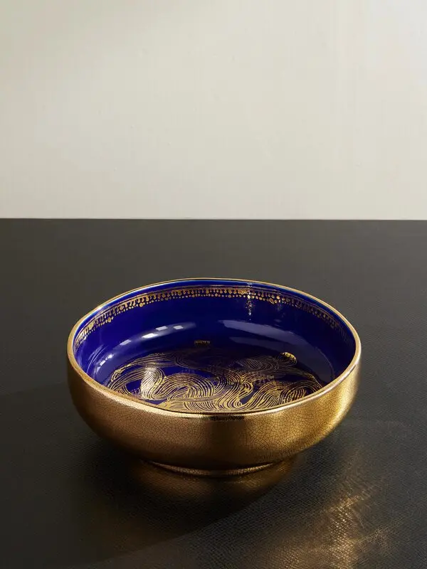 L'Objet Ruan Hoffmann Gold-plated Painted Earthenware Bowl - Blue