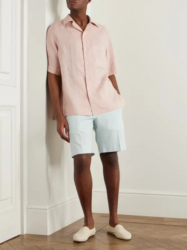 Loro Piana Federico Camp-collar Linen Shirt - Orange