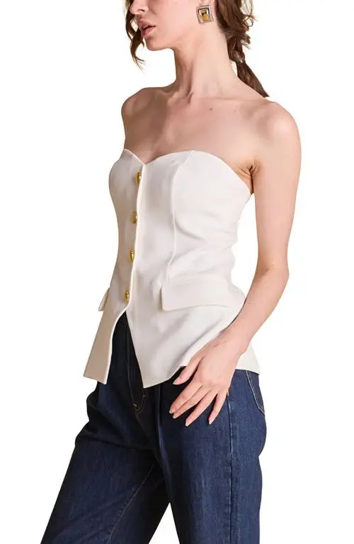 Endless Rose Button Strapless Top - Ivory