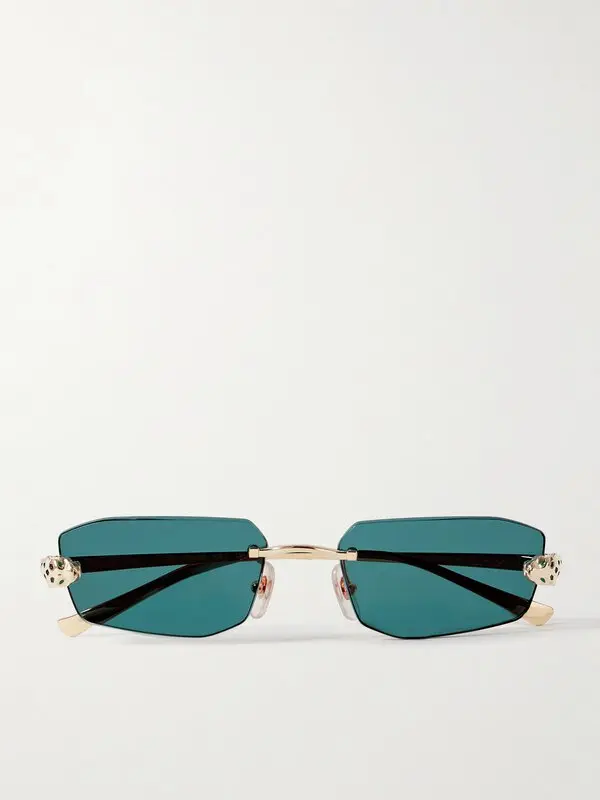 CARTIER Panthère De Rimless Rectangle-frame Sunglasses - Gold
