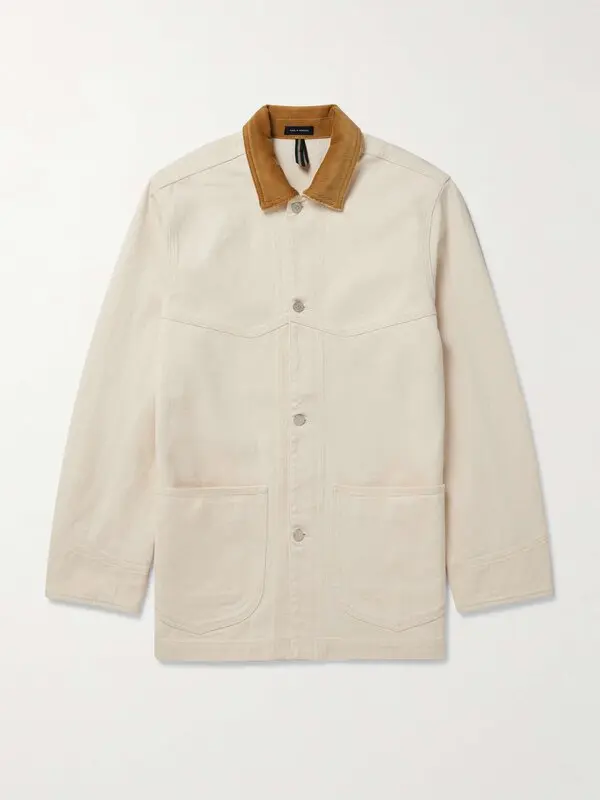 DRAKE'S Corduroy-trimmed Cotton-twill Chore Jacket