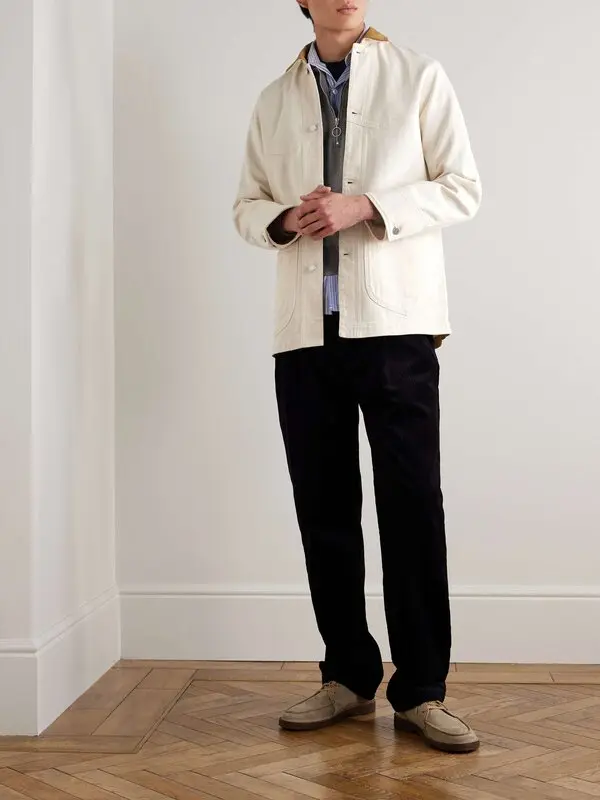 DRAKE'S Corduroy-trimmed Cotton-twill Chore Jacket