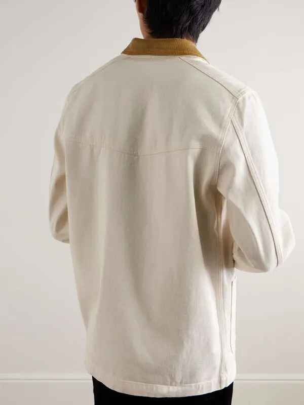 DRAKE'S Corduroy-trimmed Cotton-twill Chore Jacket