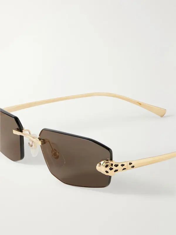 Cartier Panthère De Rimless Rectangle Sunglasses