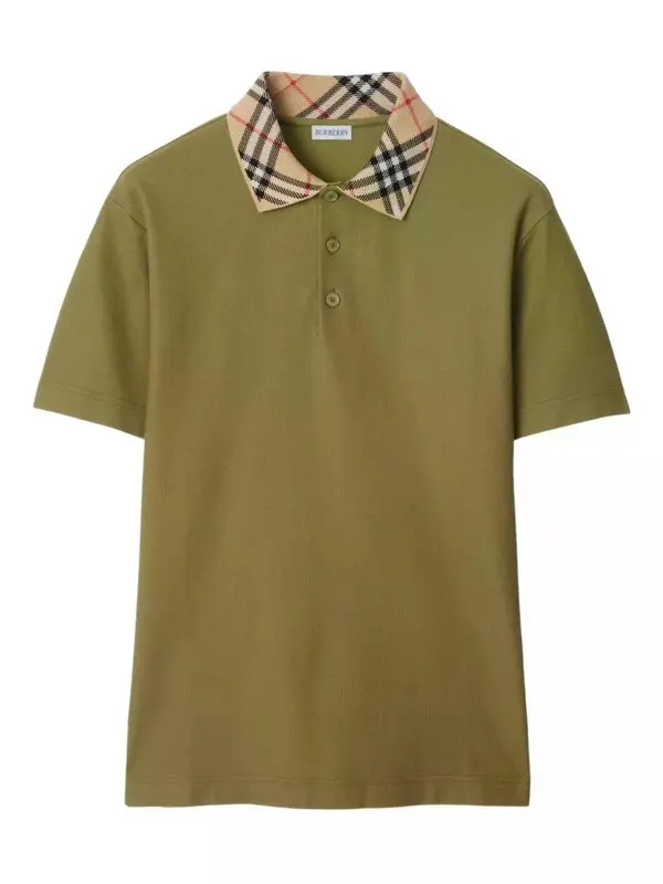 Burberry Check-collar Cotton Polo Shirt - Green