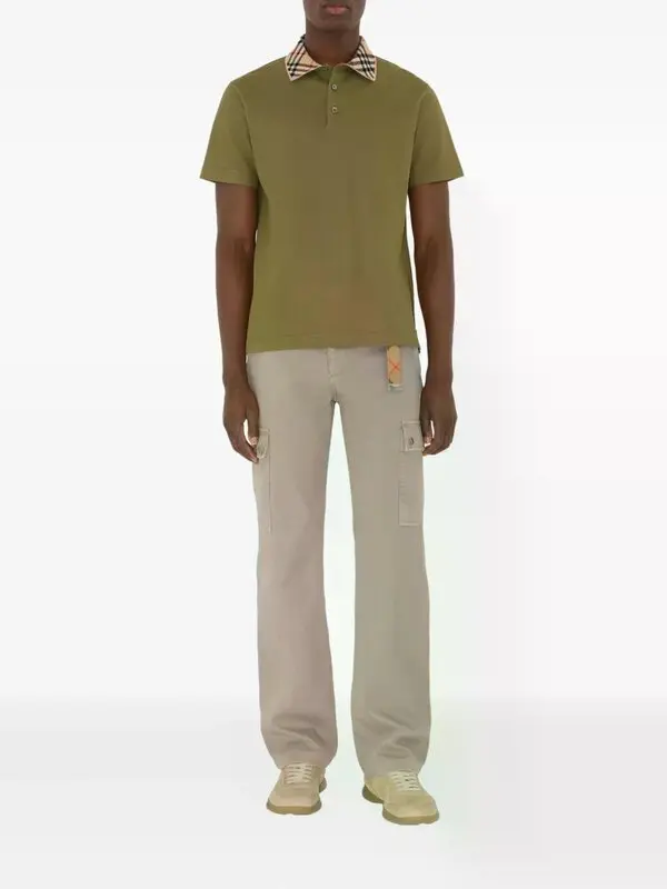 Burberry Check-collar Cotton Polo Shirt - Green