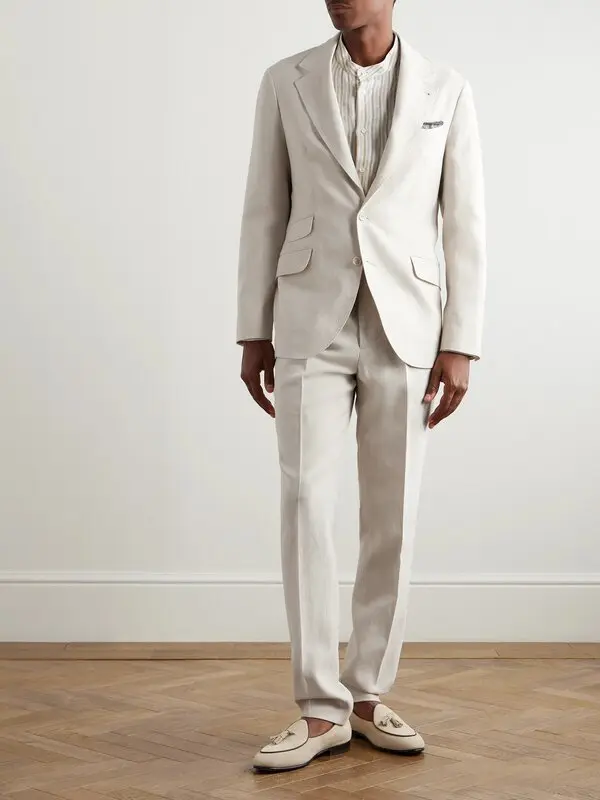 Brunello Cucinelli Slim-fit Straight-leg Pleated Linen Trousers