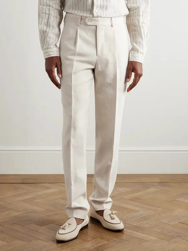 Brunello Cucinelli Slim-fit Straight-leg Pleated Linen Trousers