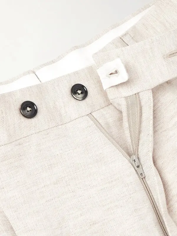 Brunello Cucinelli Slim-fit Straight-leg Pleated Linen Trousers