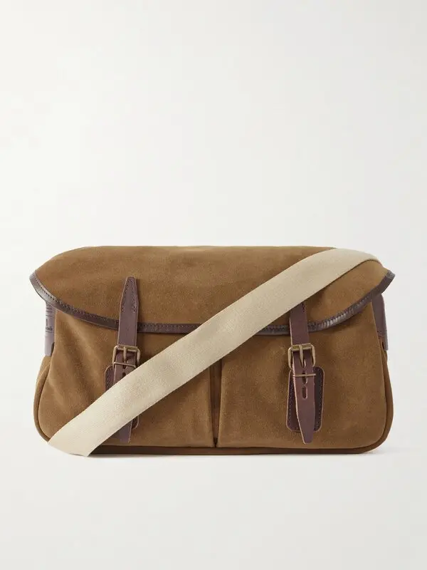 BLEU DE CHAUFFE Fisherman's Musette Leather-trimmed Suede Messenger Bag - Brown