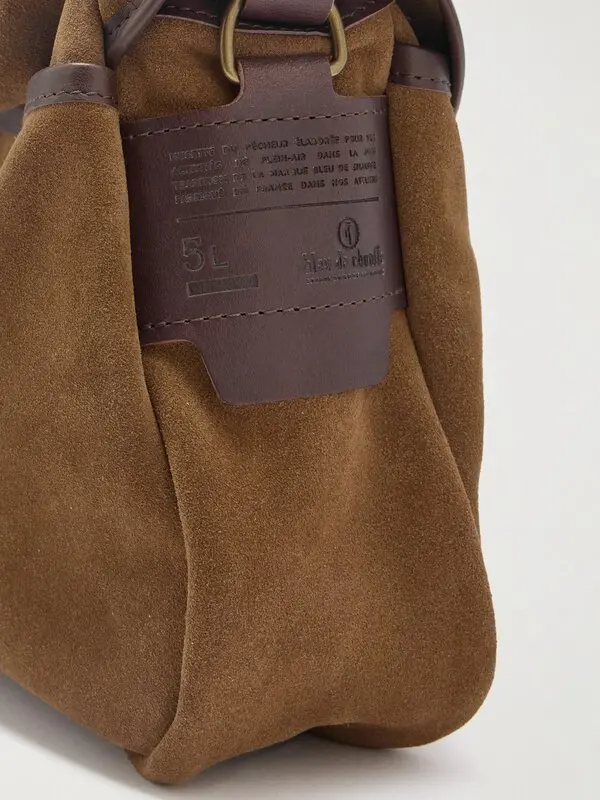 BLEU DE CHAUFFE Fisherman's Musette Leather-trimmed Suede Messenger Bag