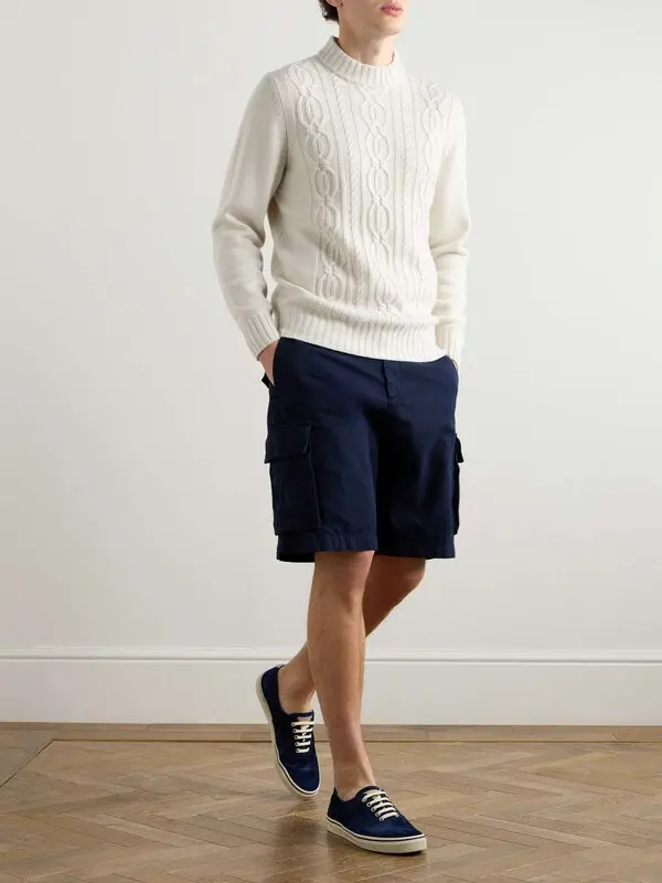 Brunello Cucinelli Cable-knit Cashmere Mock-neck Sweater