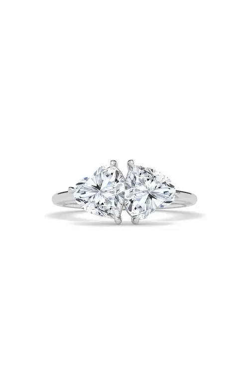 HAUTECARAT Lab Grown Diamond Twin Heart Ring - 18k White Gold