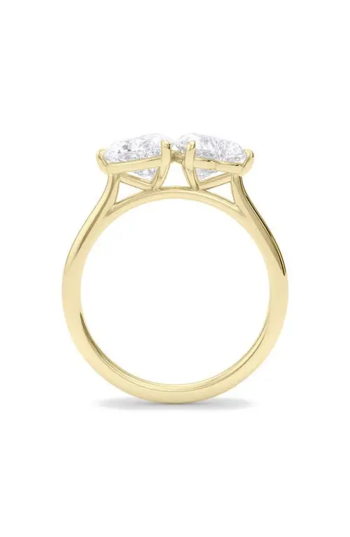 HAUTECARAT Lab Grown Diamond Twin Heart Ring - 18k Yellow Gold