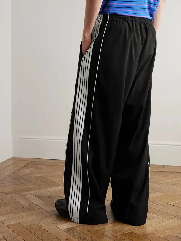 Balenciaga Straight-Leg Logo-Embroidered Striped Recycled-Shell