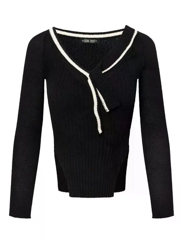 ELENA VELEZ Varsity Knitted Top - Black