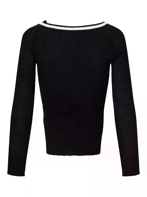 ELENA VELEZ Varsity Knitted Top - Black