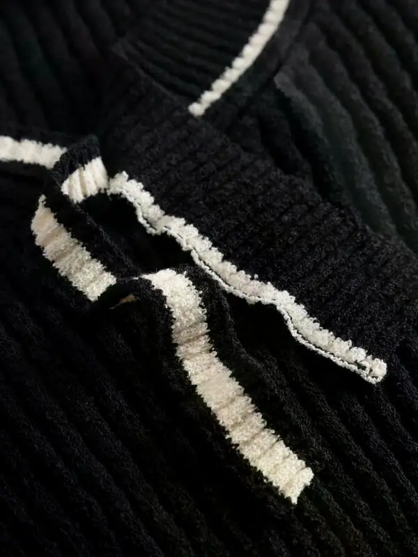 ELENA VELEZ Varsity Knitted Top - Black