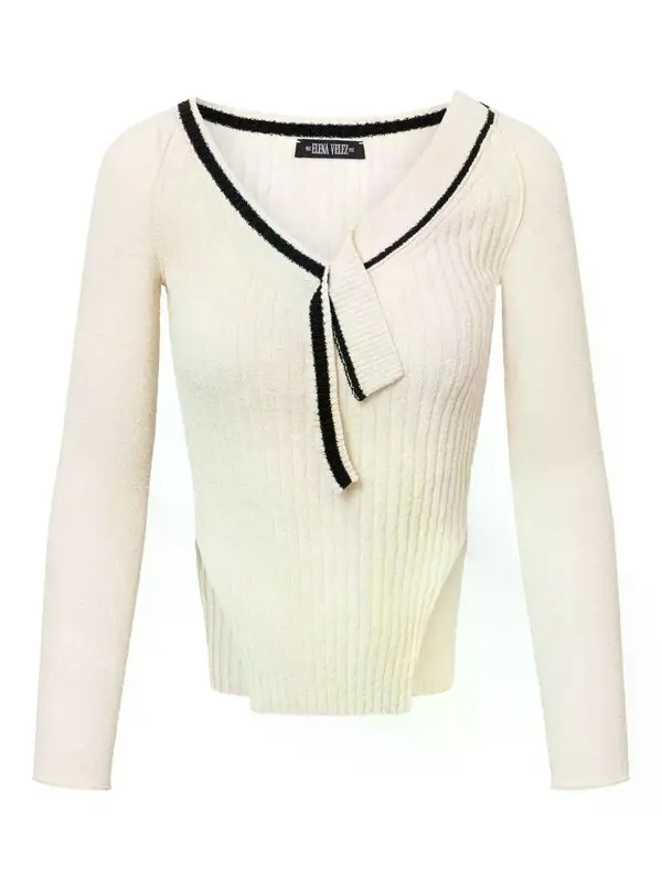 ELENA VELEZ Varsity Knitted Top - Neutrals