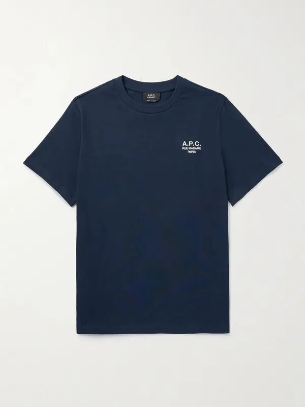 A.p.c. Embroidered Cotton-jersey T-shirt - Blue