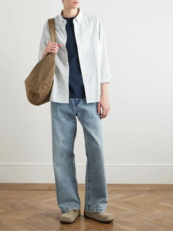A.p.c. Embroidered Cotton-jersey T-shirt - Blue