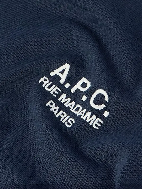 A.p.c. Embroidered Cotton-jersey T-shirt - Blue