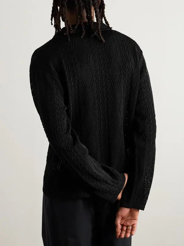 AMOMENTO Crocheted Zip-up Cardigan