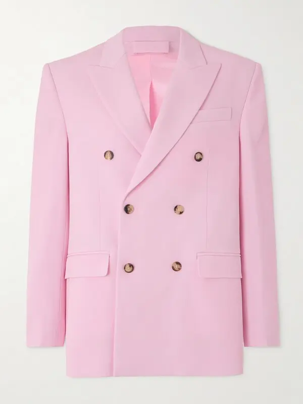 Wardrobe.NYC Oversized Double-breasted Grain De Poudre Wool Blazer - Pink