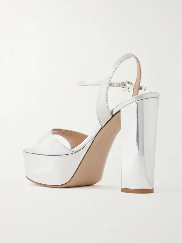 GIANVITO ROSSI Marlena 85 Mirrored-leather Platform Sandals - Silver