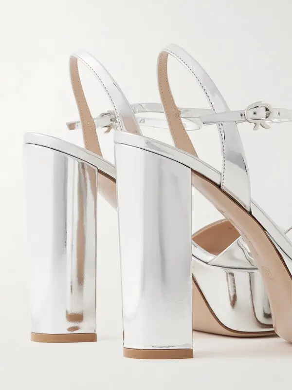 GIANVITO ROSSI Marlena 85 Mirrored-leather Platform Sandals - Silver