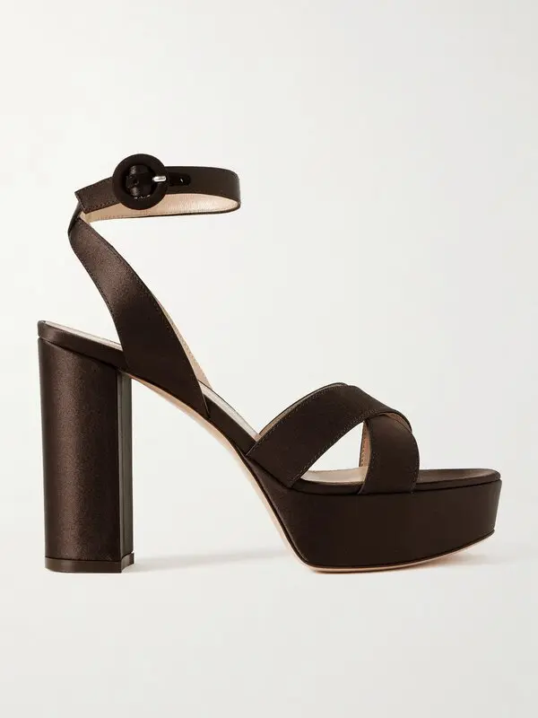 GIANVITO ROSSI Sabrina 70 Satin Platform Sandals - Brown