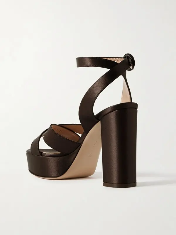 GIANVITO ROSSI Sabrina 70 Satin Platform Sandals - Brown