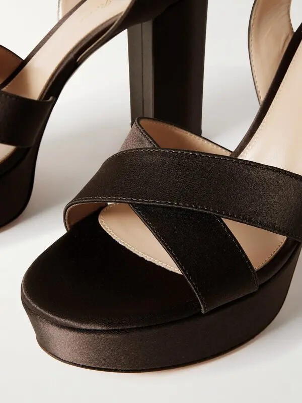 GIANVITO ROSSI Sabrina 70 Satin Platform Sandals - Brown