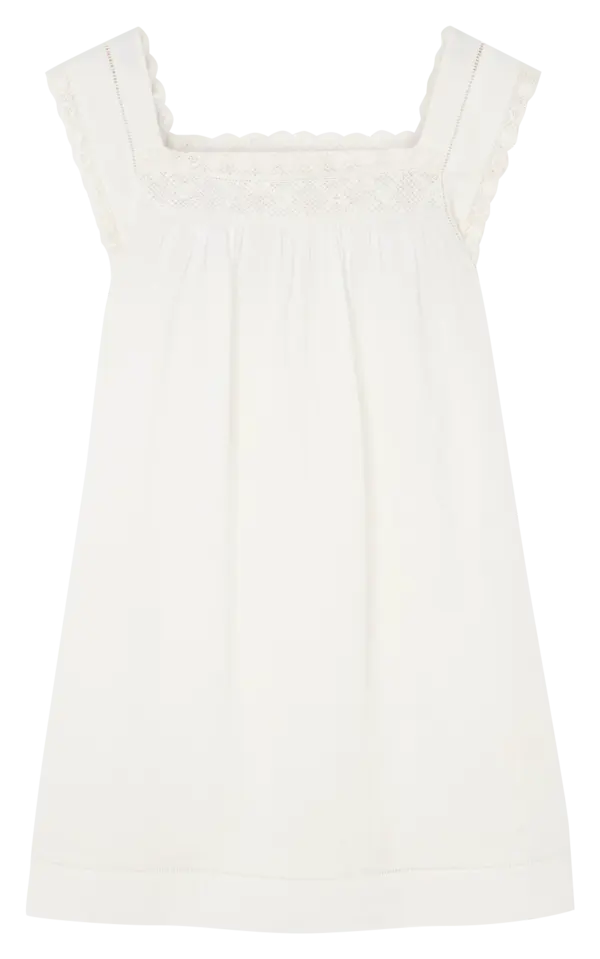 DÔEN Almadia Crochet-trimmed Ramie Mini Dress - White