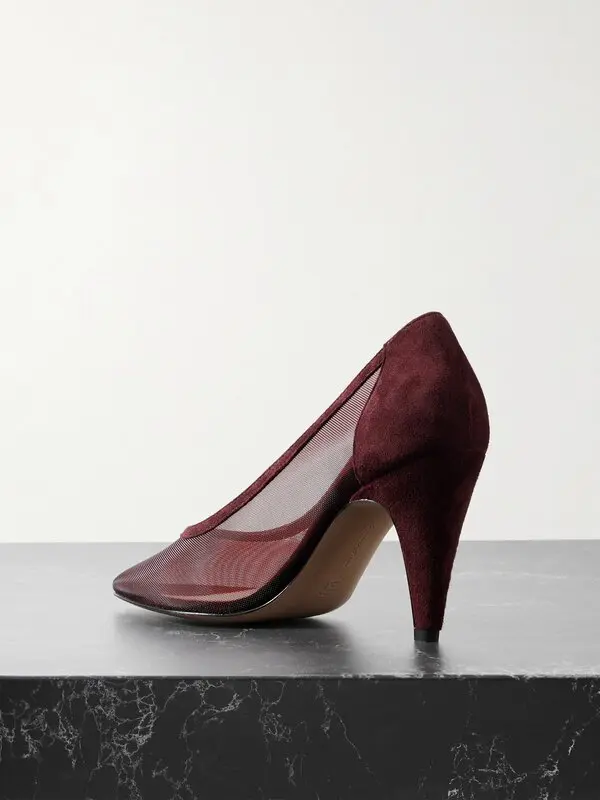 GIANVITO ROSSI Rete 85 Suede-trimmed Mesh Pumps - Brown