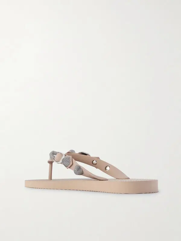 Balenciaga Cagole Embellished Flip Flops - Neutrals